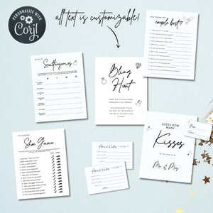 Editable Engagement Party Games, Printable Bundle, Engaged, Couples ...