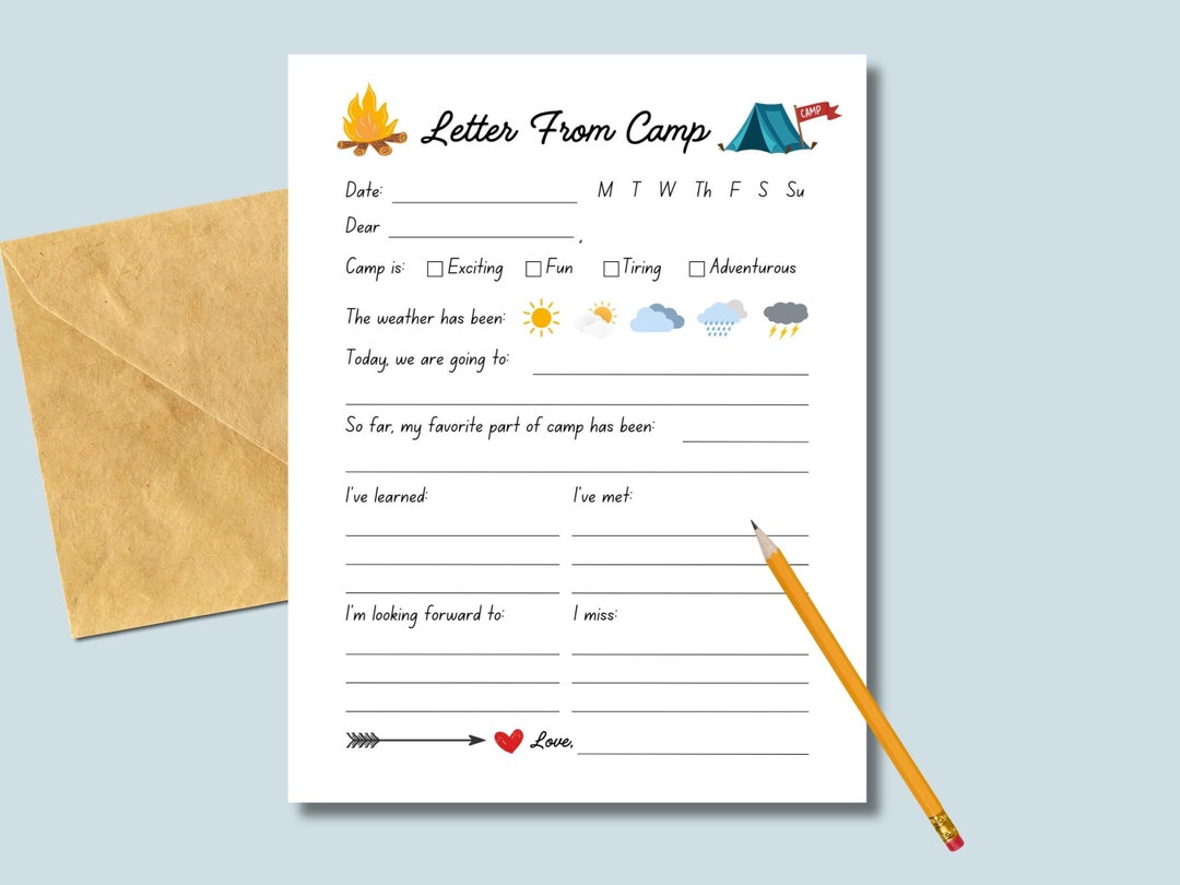 Printable Letter From Camp: Fill-in Stationery (PDF) - Etsy