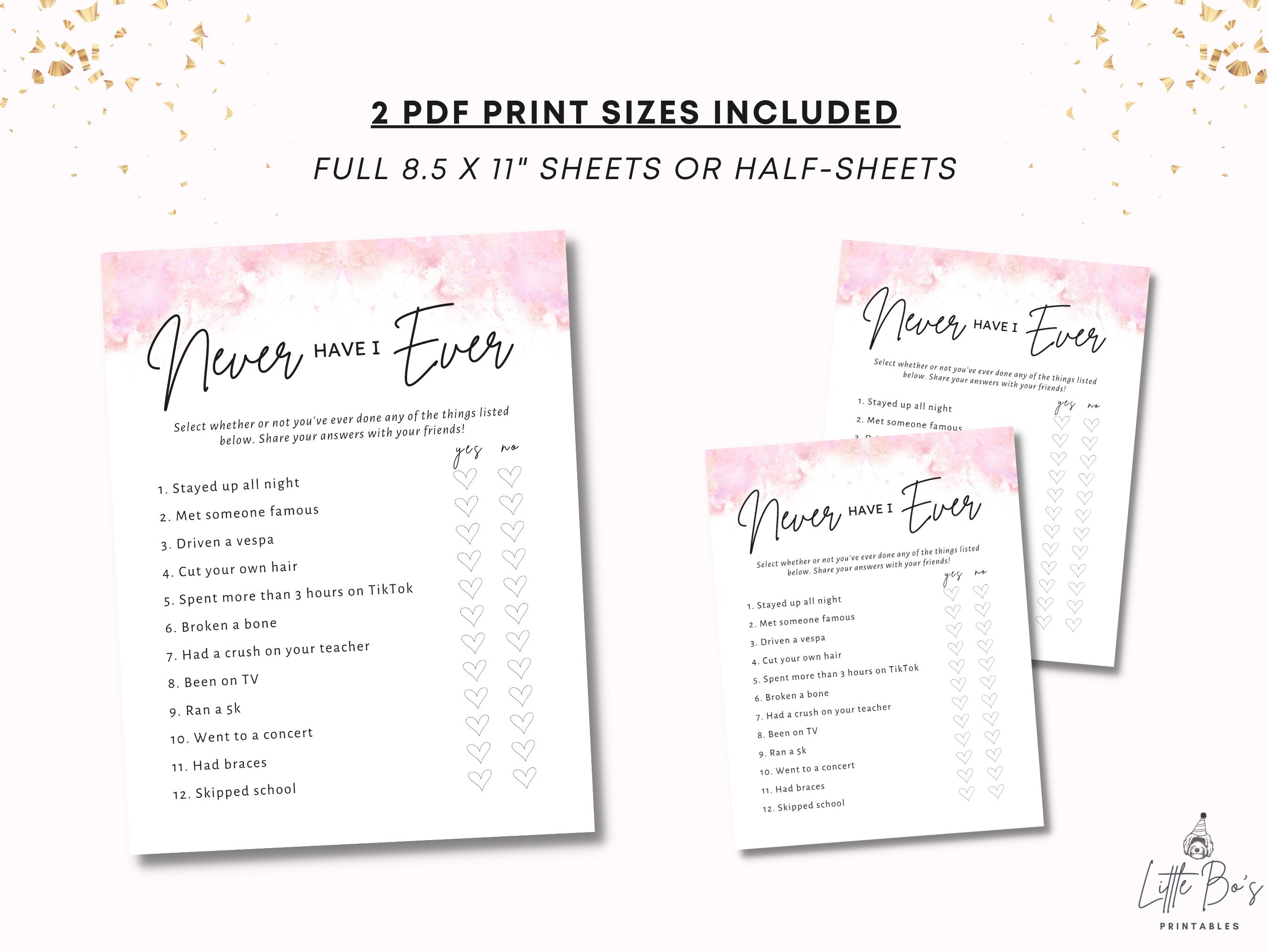 Sweet Sixteen 16 Birthday Game Printable | Never Have I Ever Teenage ...