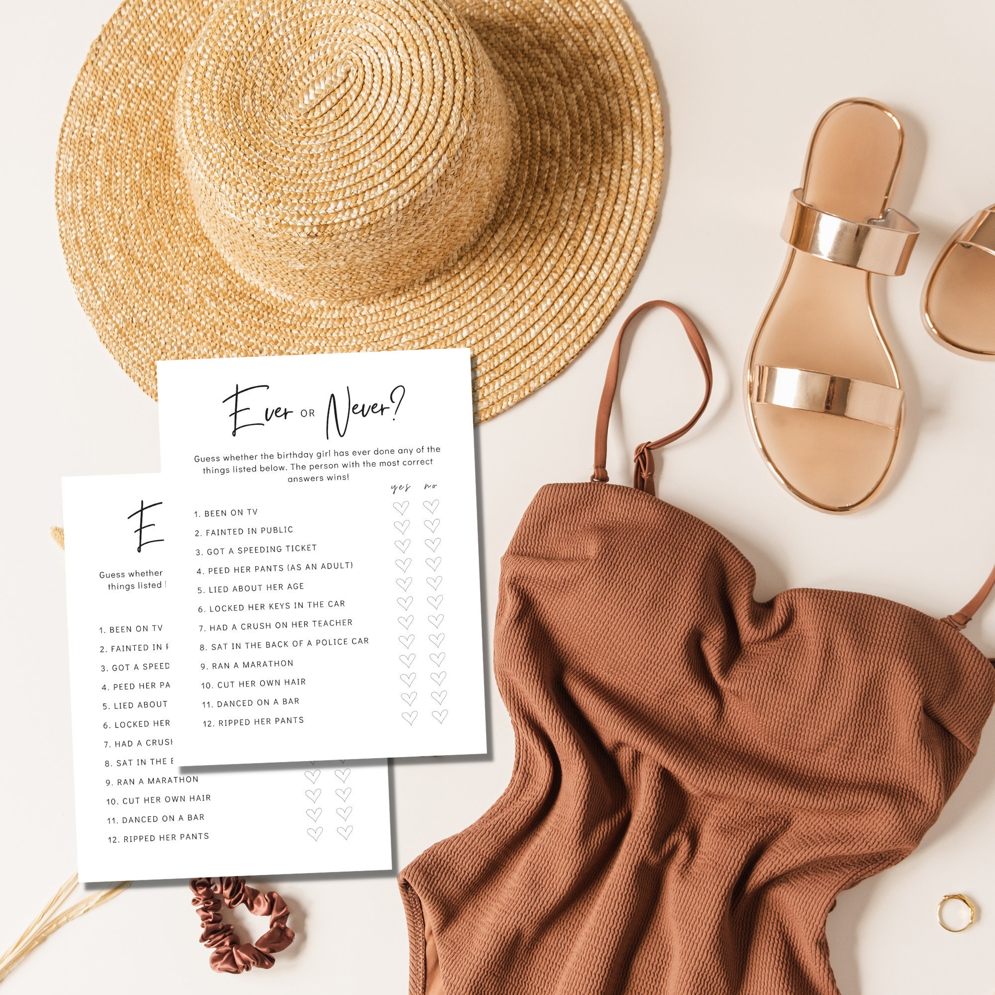 Adult Birthday Game, Ever or Never, Female Birthday Games,printable ...