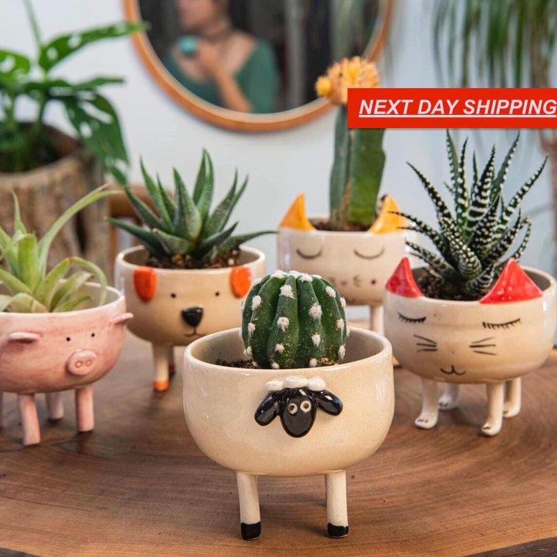 Ceramic Animal Planter - Etsy