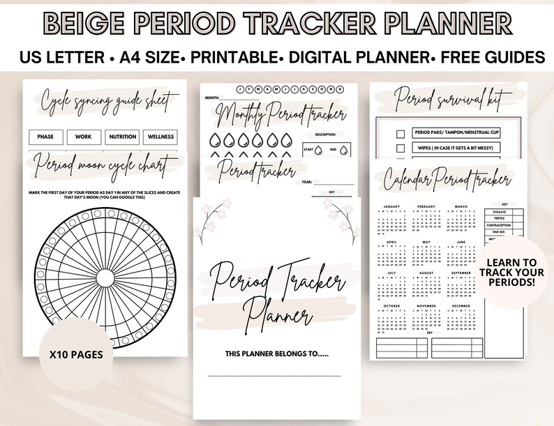 Period Tracker Printable Planner, Journal Your Periods With the ...