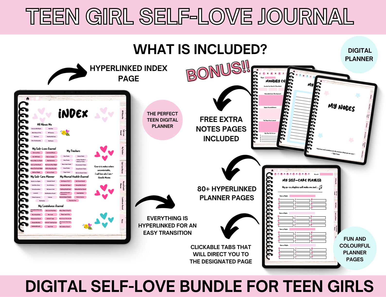 Teen Self-love Journal, Teen Mental Health & Teen Self-care Planner ...