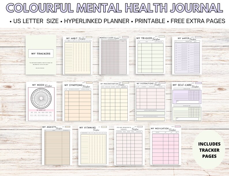 Colourful Digital Mental Health Planner, Digital Mental Health Journal ...
