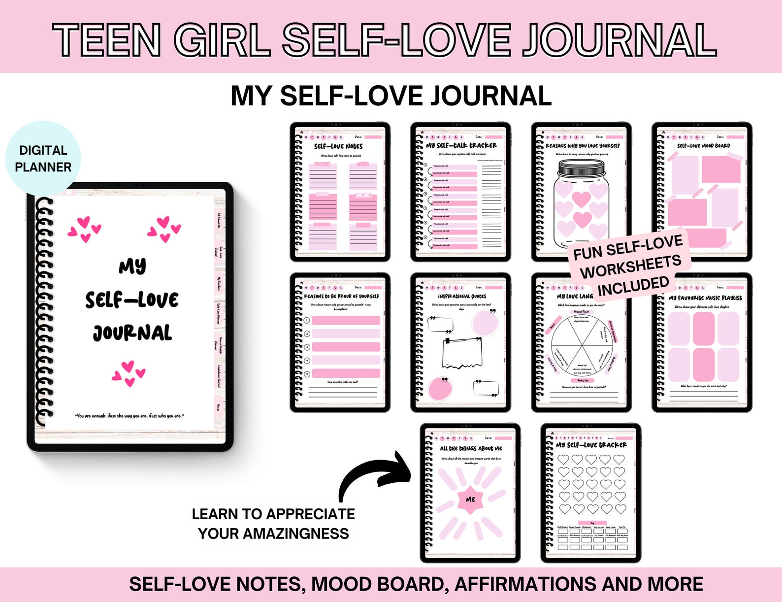 Teen Self-love Journal, Teen Mental Health & Teen Self-care Planner ...