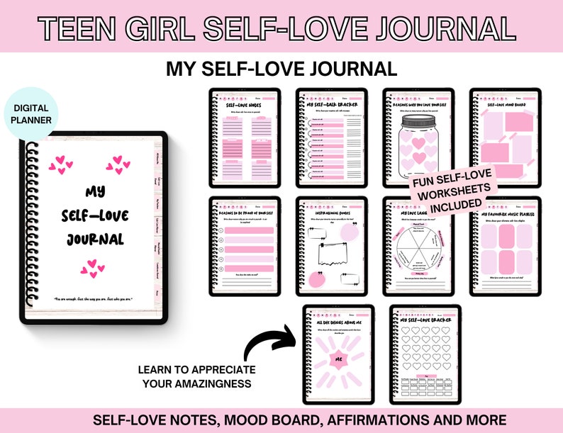 Teen Self-love Journal, Teen Mental Health & Teen Self-care Planner ...