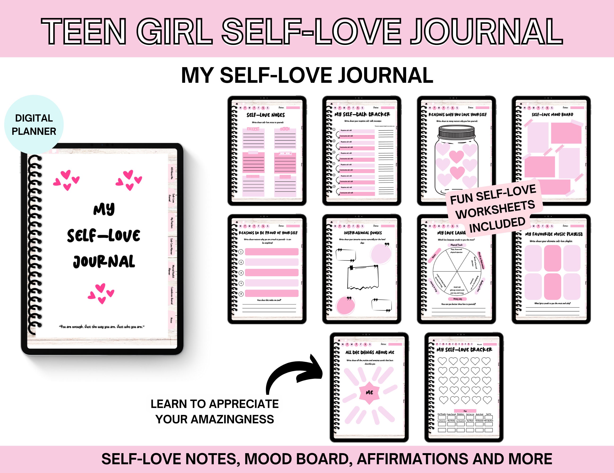 Teen Self-love Journal, Teen Mental Health & Teen Self-care Planner ...