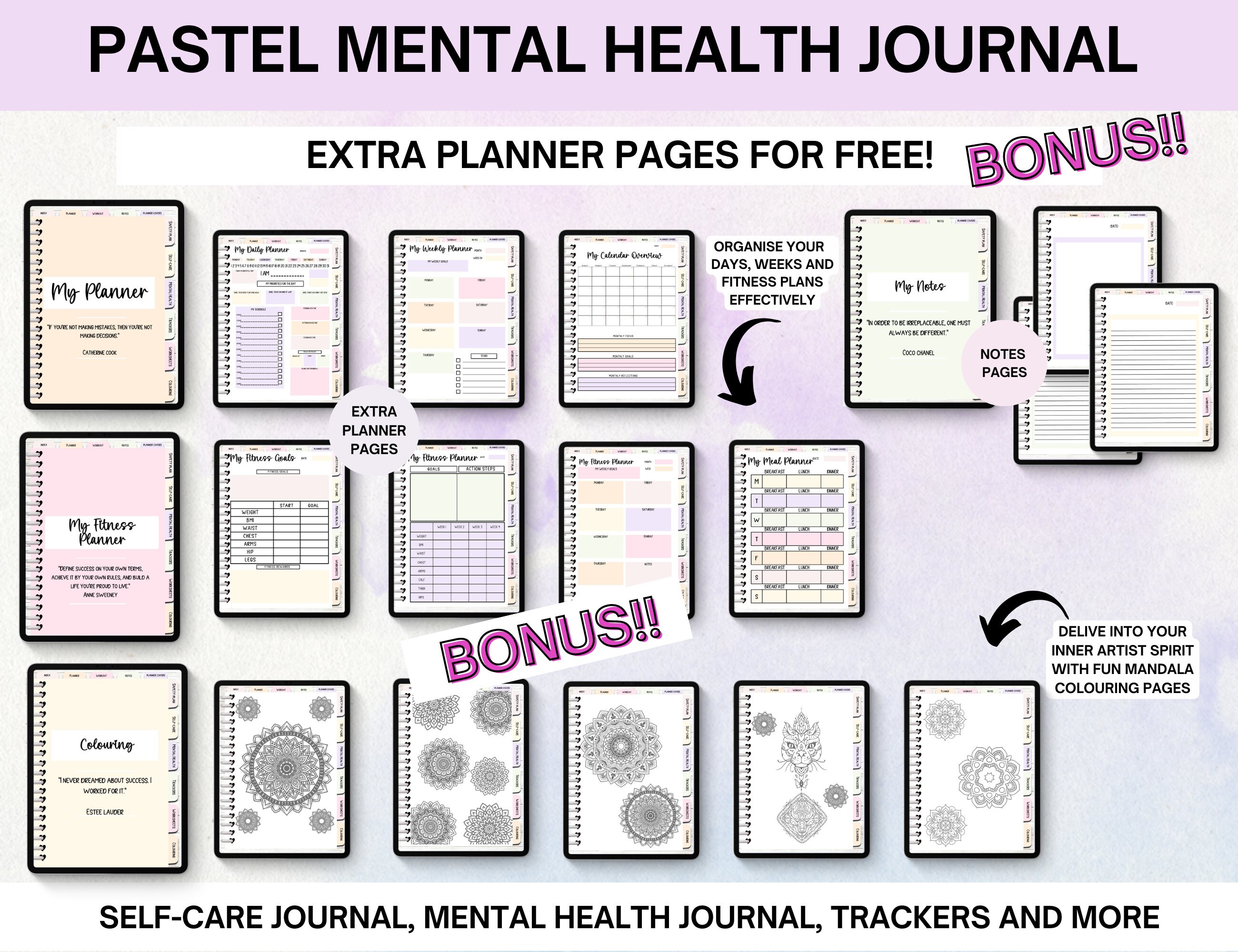 Digital Mental Health Journal Bundle, Anxiety Journal With Worksheets ...
