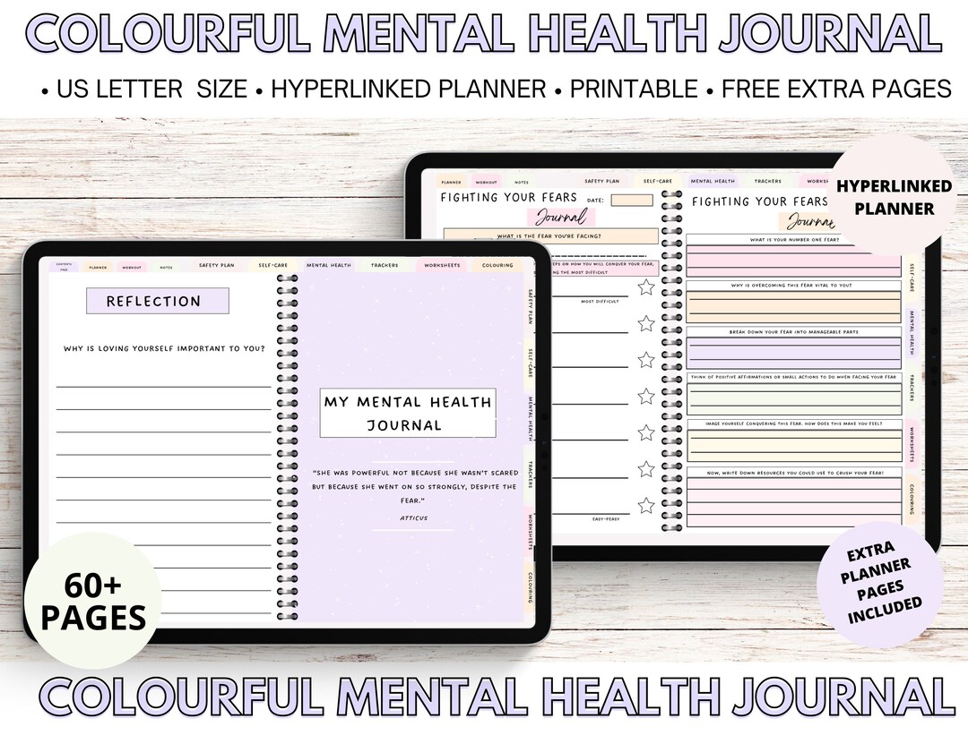 Colourful Digital Mental Health Planner, Digital Mental Health Journal ...