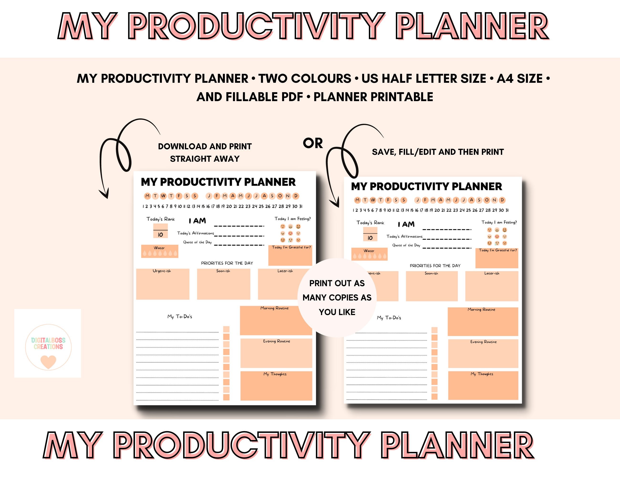 ADHD Productivity Planner, ADHD Daily Planner, ADHD Printable To-do ...