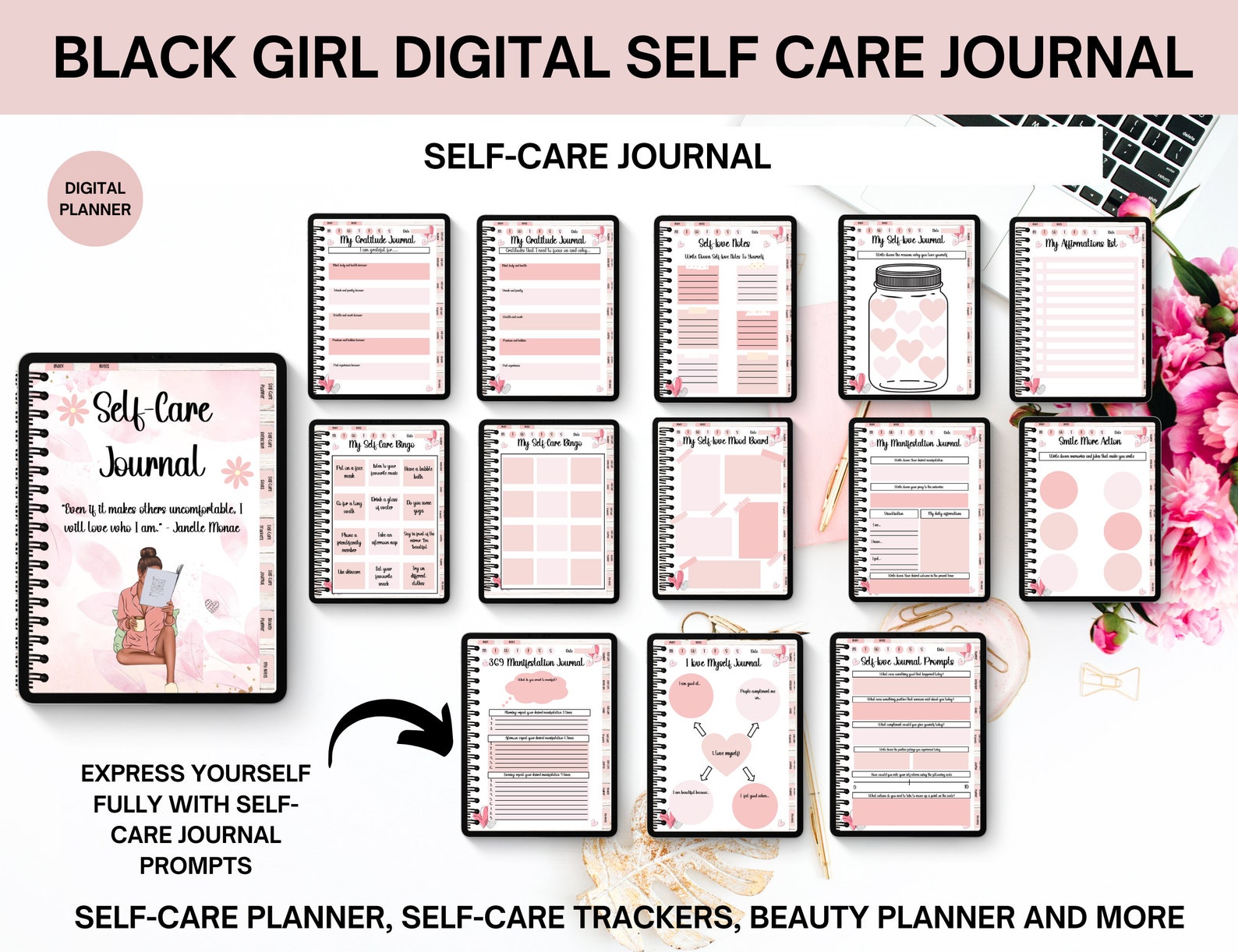 Black Girl Digital Self Care Journal, Black Girl Magic Digital Planner ...