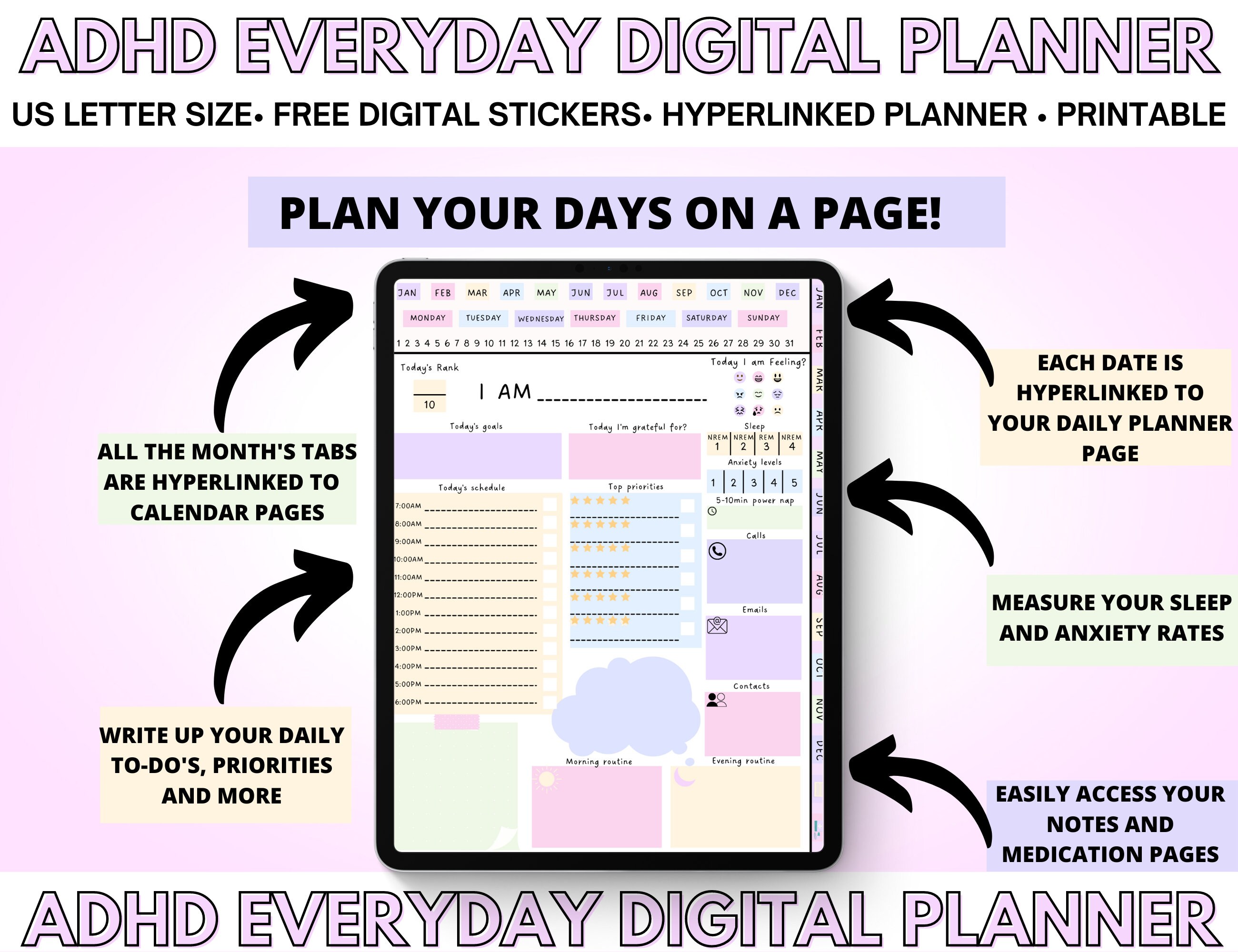 Pastel ADHD Digital Planner ADHD Planner for Goodnotes - Etsy