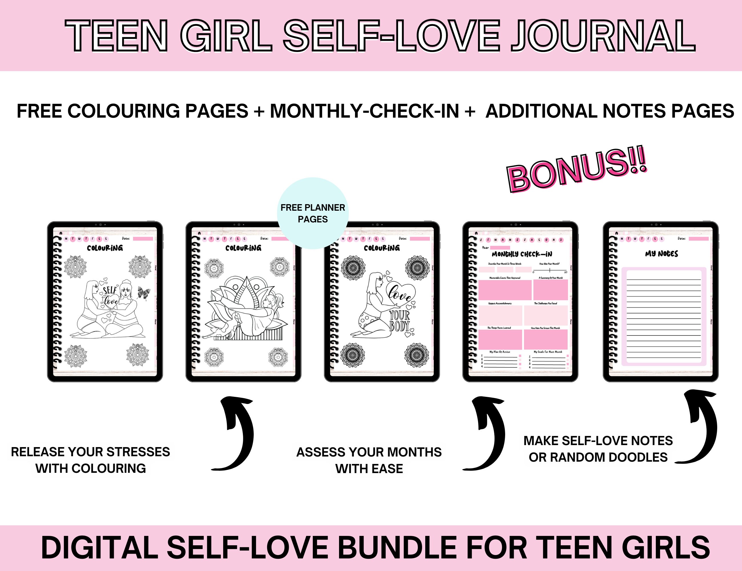 Teen Self-love Journal, Teen Mental Health & Teen Self-care Planner ...