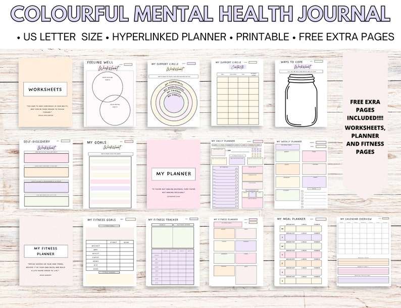 Colourful Digital Mental Health Planner, Digital Mental Health Journal ...