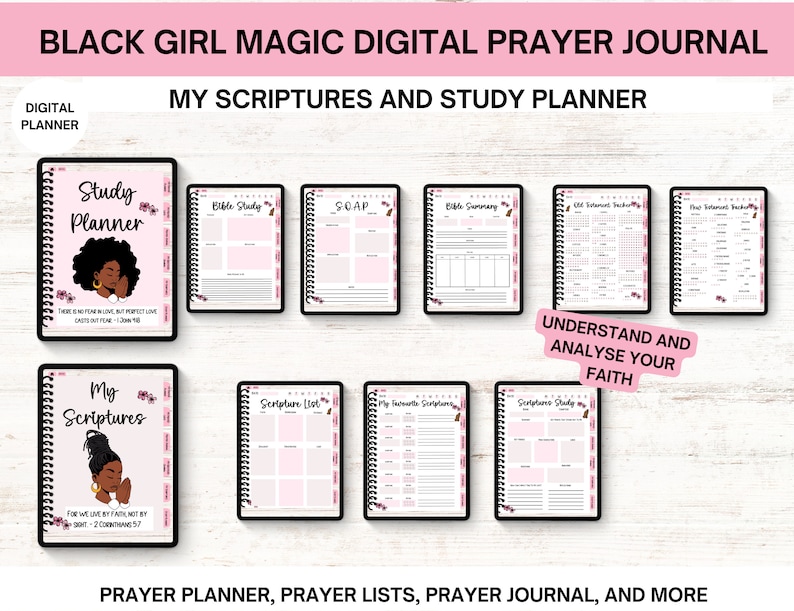 Digital Prayer Journal + Bible Study Guide, Faith Planner With Daily ...