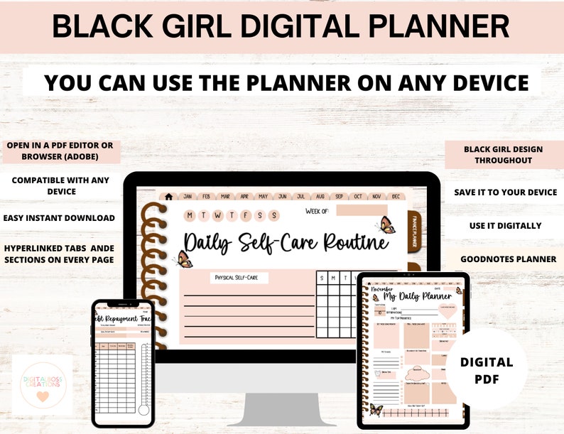 Black Girl Digital Planner Bundle, Black Girl Magic Digital Planner ...