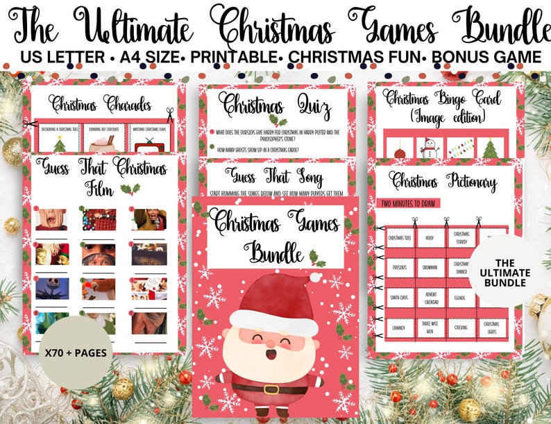11 Christmas Games Bundle, Christmas Printable Games for Kids and ...