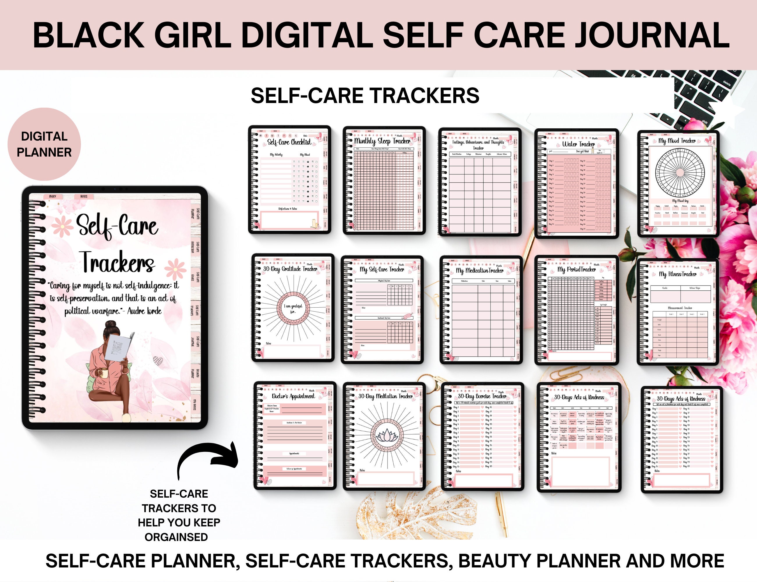 Black Girl Digital Self Care Journal, Black Girl Magic Digital Planner ...