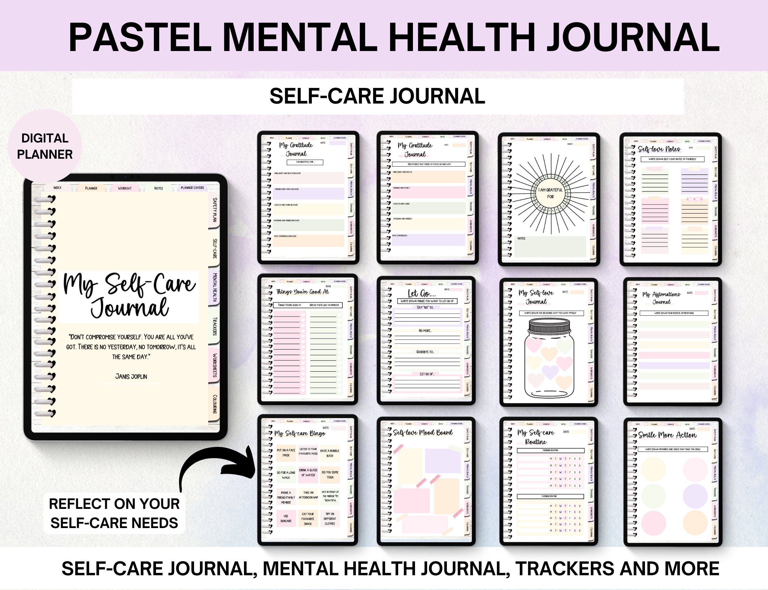 Digital Mental Health Journal Bundle, Anxiety Journal With Worksheets ...