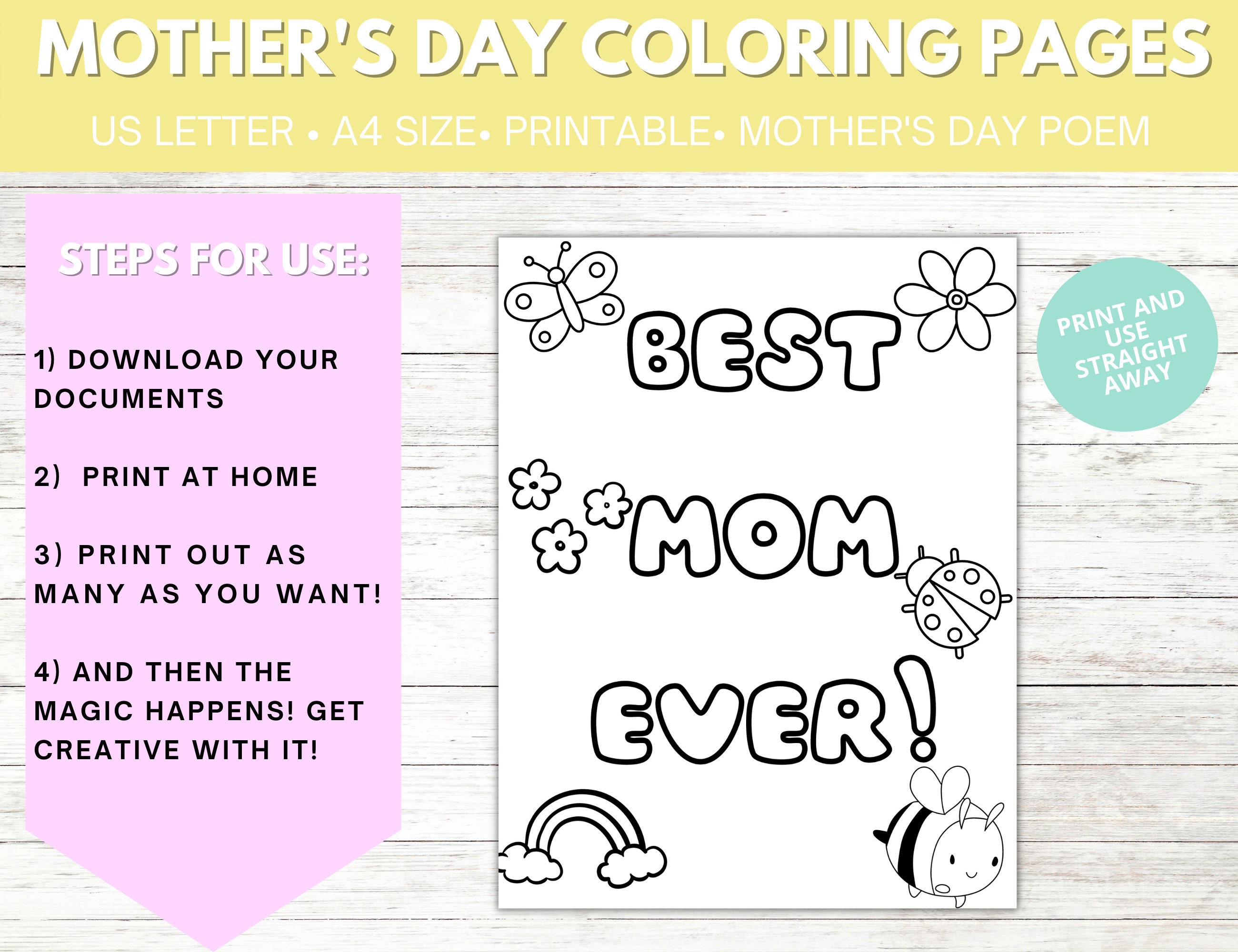 Printable Mothers Day Coloring Pages, Mothers Day Poem and Happy ...