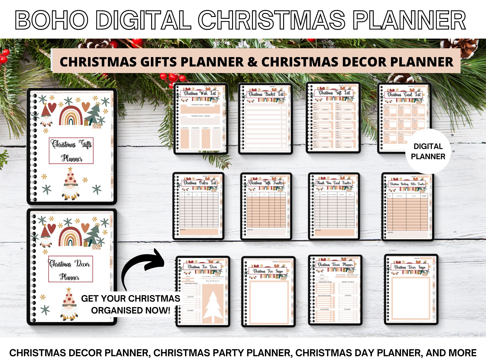 Boho Christmas Digital Planner 2022, Plan and Organize Your Holidays ...