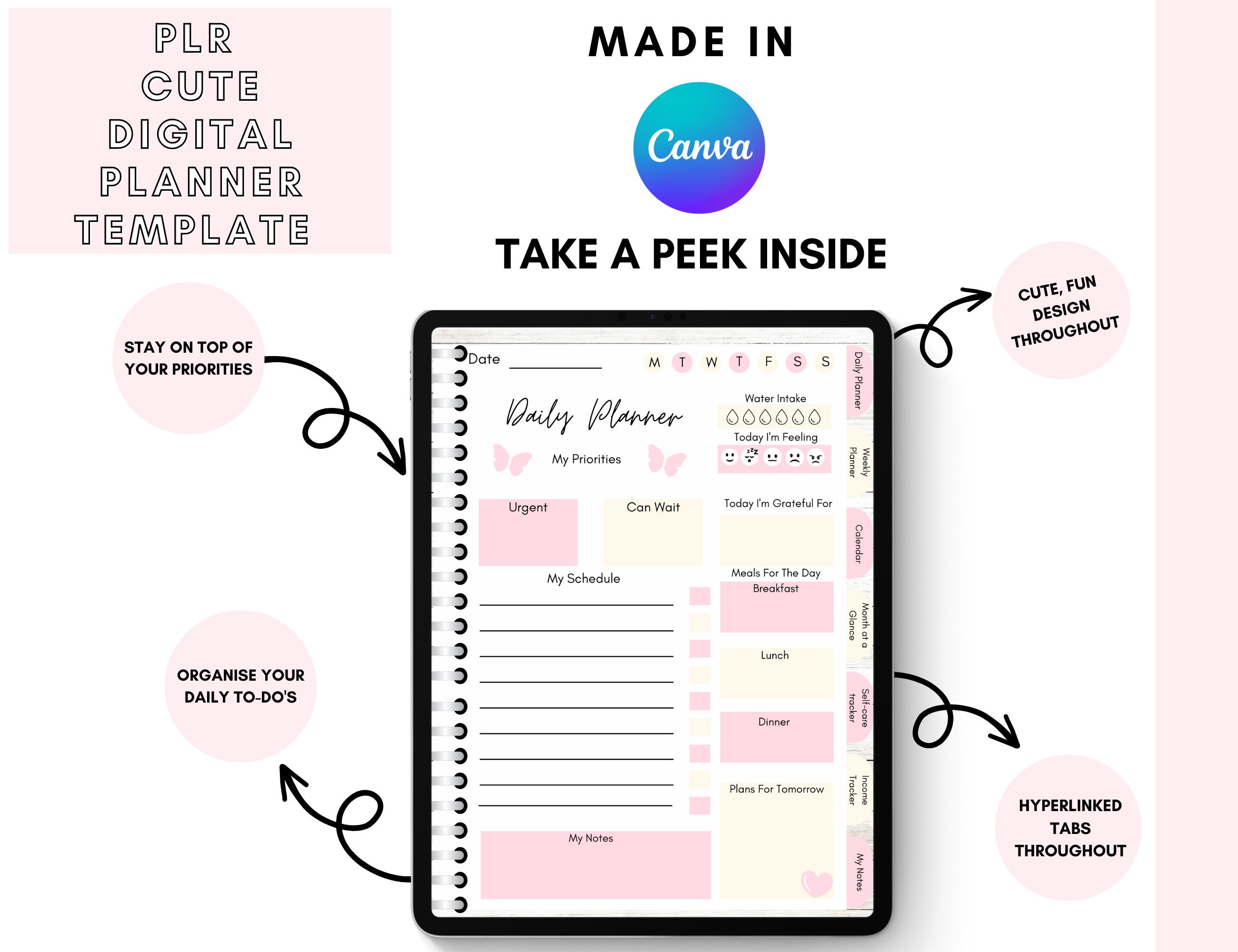 PLR Canva Digital Planner Template, Cute PLR Planner Template, Digital ...