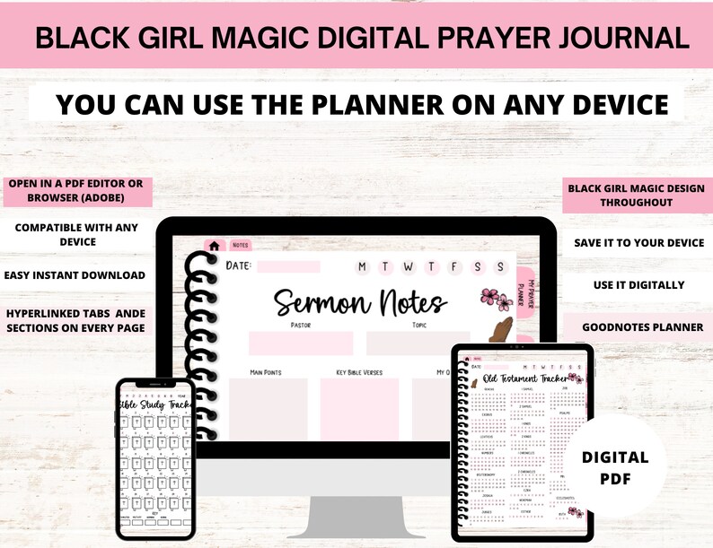 Digital Prayer Journal + Bible Study Guide, Faith Planner With Daily ...