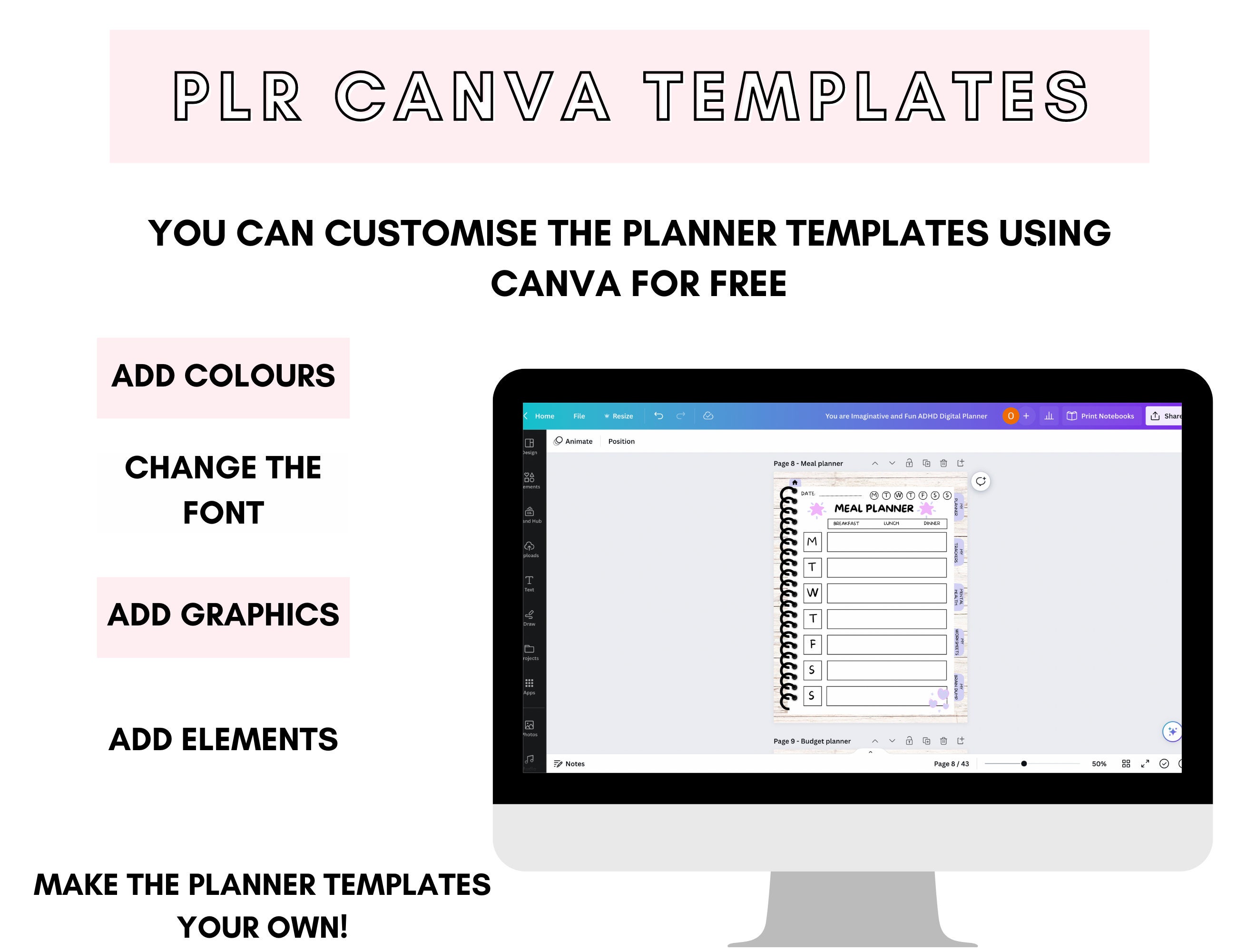 PLR Canva Digital Planner Bundle Templates, PLR Planner Templates ...
