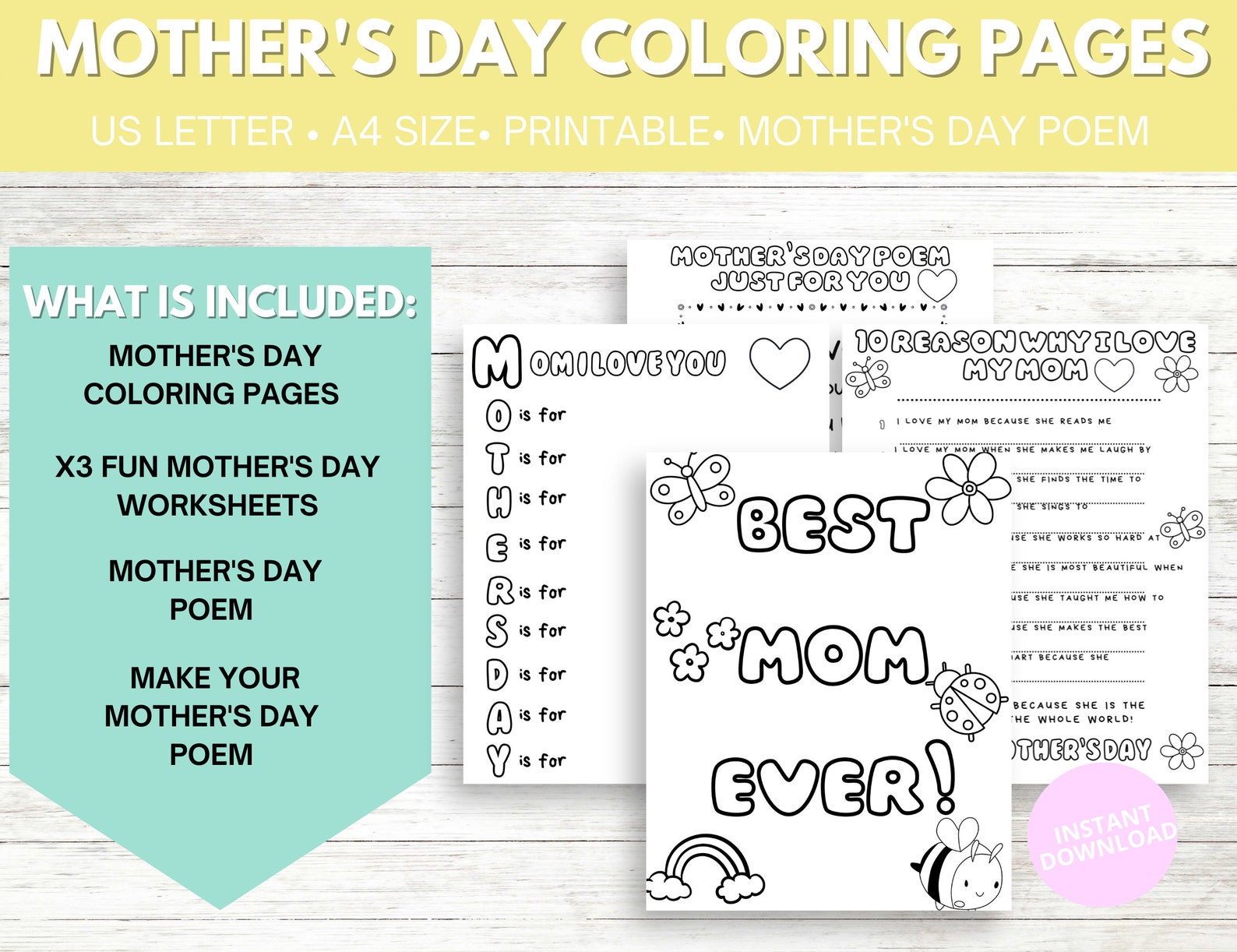 Printable Mothers Day Coloring Pages, Mothers Day Poem and Happy ...