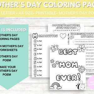 Printable Mothers Day Coloring Pages, Mothers Day Poem and Happy ...