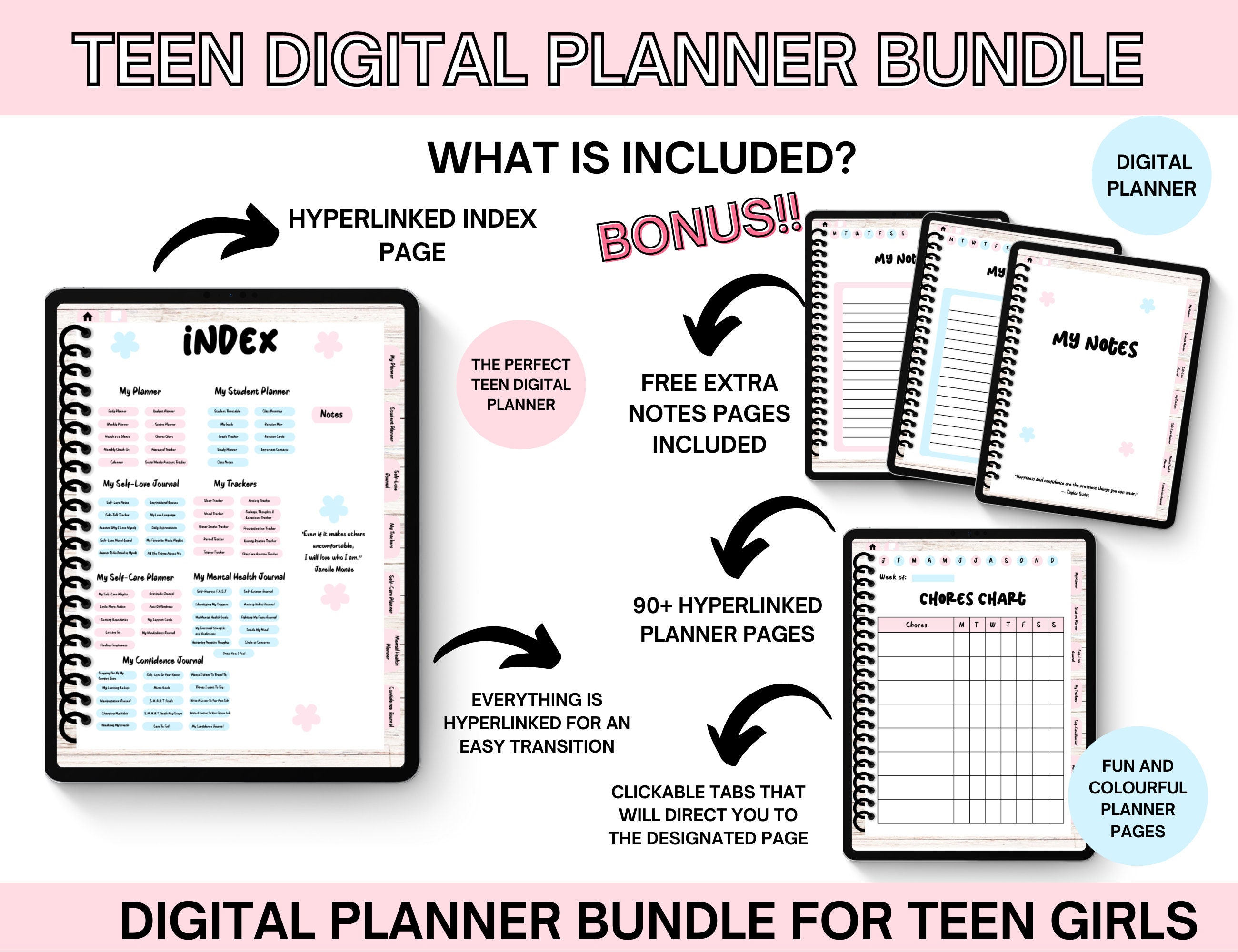 Teen Digital Planner, Teen Mental Health, Teen Self-care & Teen Self ...