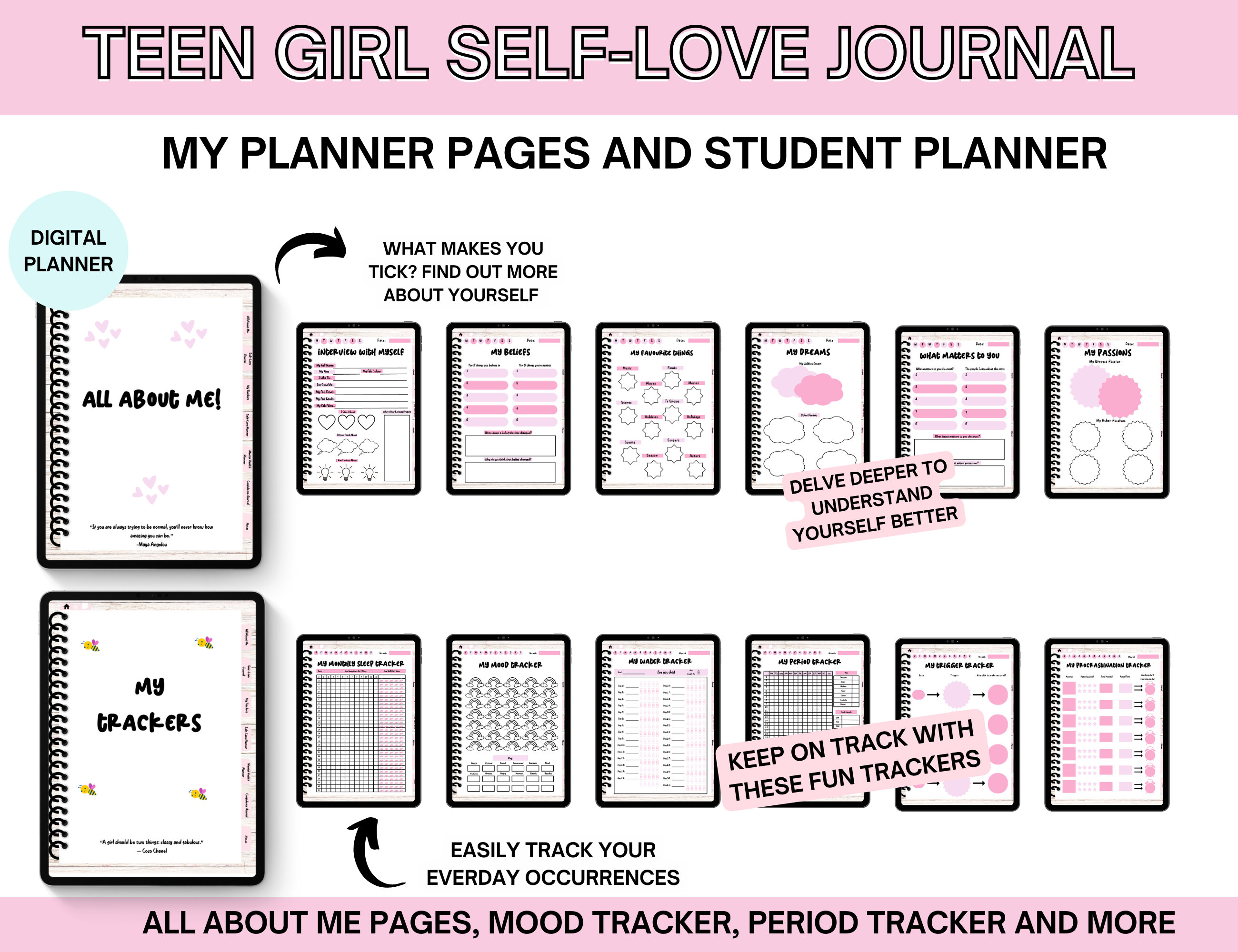 Teen Self-love Journal, Teen Mental Health & Teen Self-care Planner ...