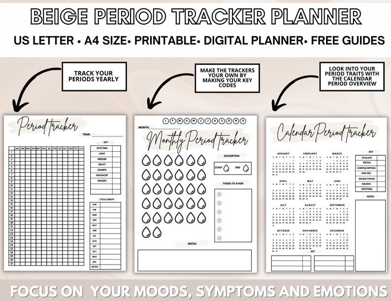 Period Tracker Printable Planner, Journal Your Periods With the ...