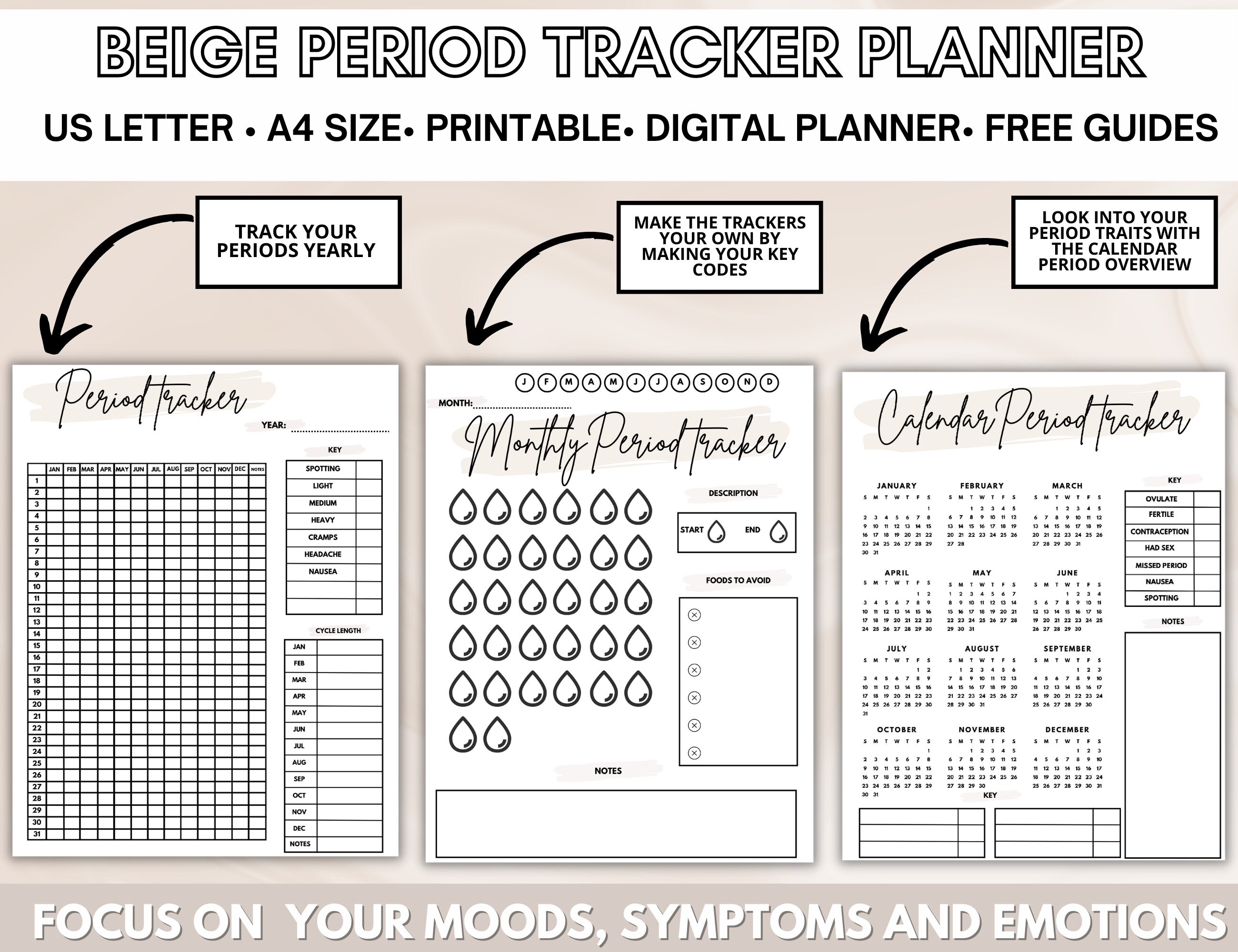 Period Tracker Printable Planner Journal Your Periods With Etsy