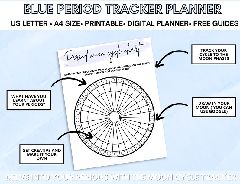 Blue Period Tracker Printable, Record and Track Your Periods in Your ...