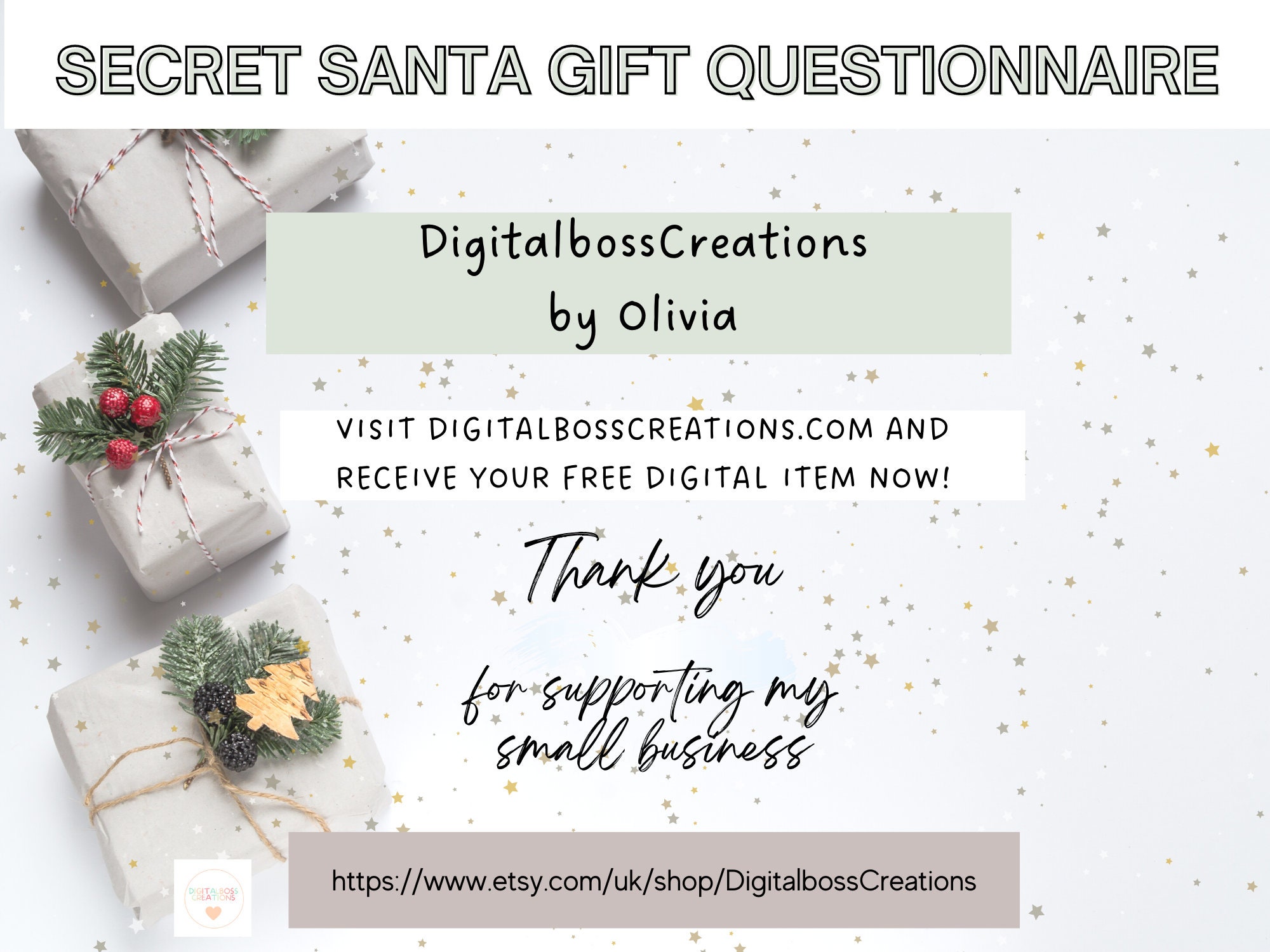 Secret Santa Gift Questionnaire Printable, Gift Questionnaire for Work ...
