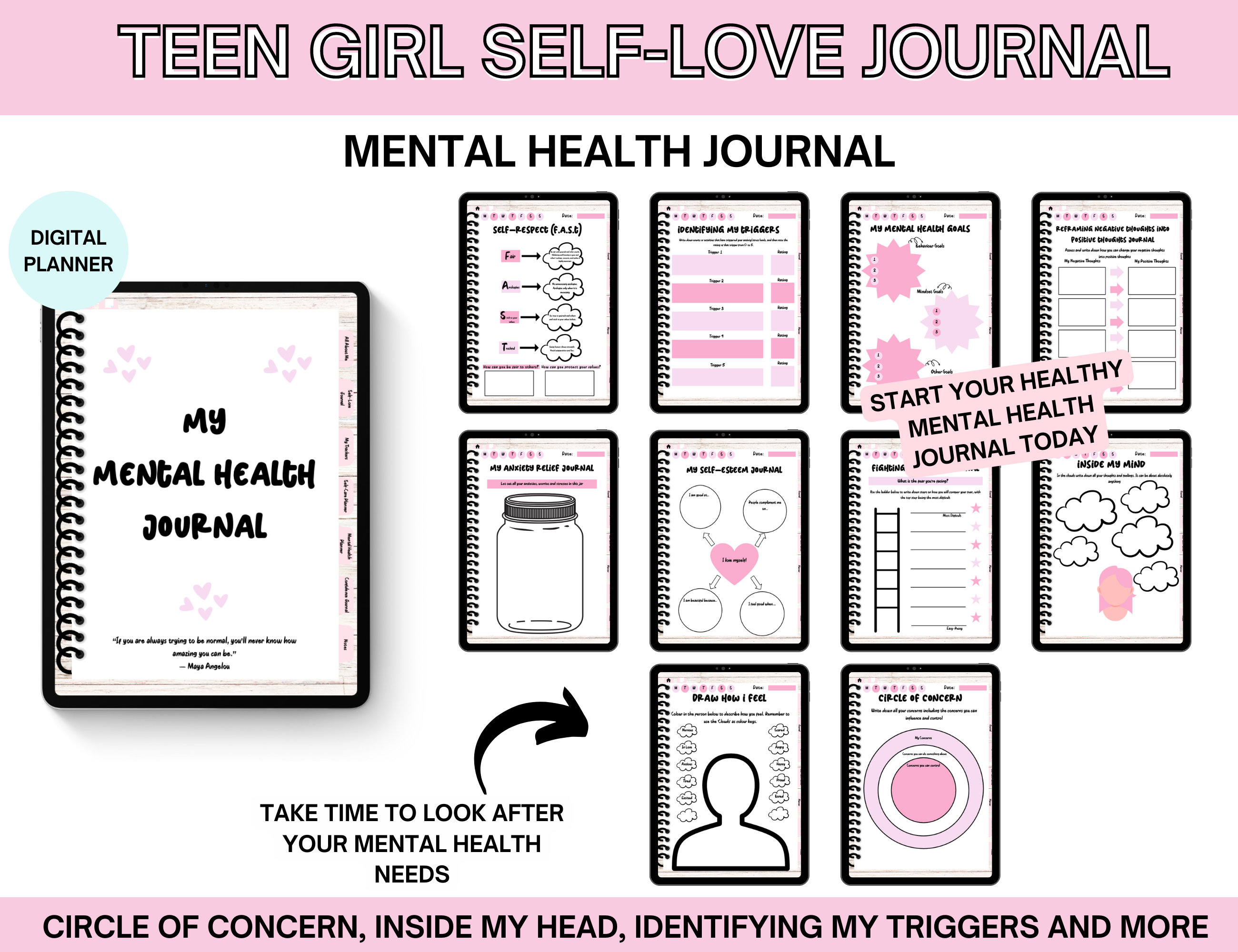 Teen Self-love Journal, Teen Mental Health & Teen Self-care Planner ...