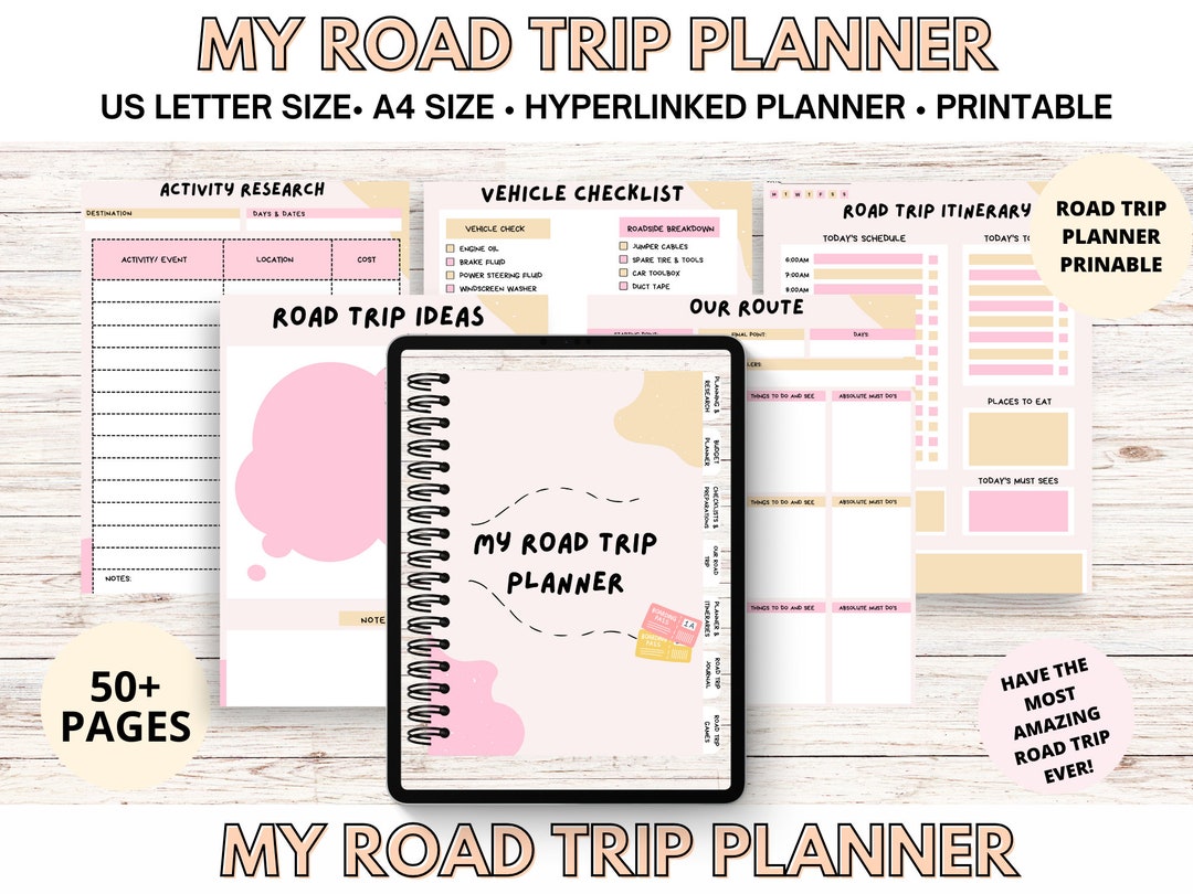 Digital Road Trip Planner, Road Trip Hyperlinked Planner, Road Trip ...