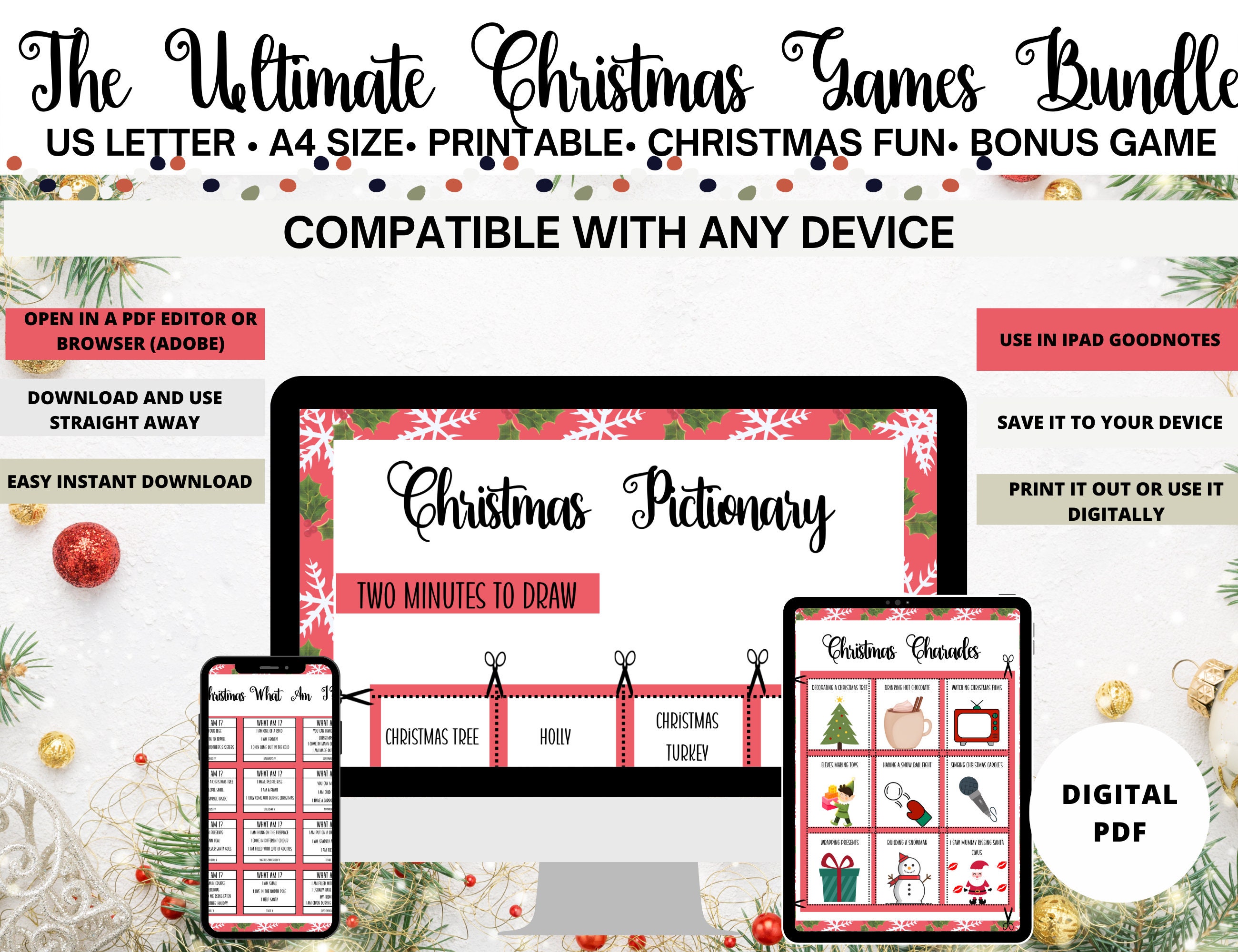 11 Christmas Games Bundle, Christmas Printable Games for Kids and ...