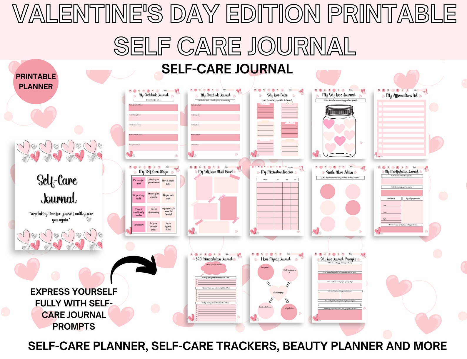 Self Care Planner Printable: Valentine's Day Self Love Journal ...