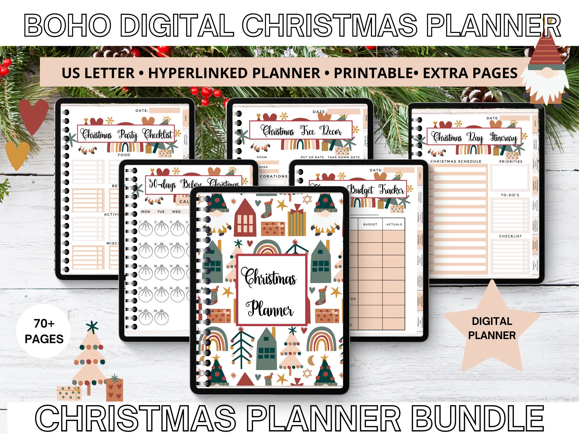 Boho Christmas Digital Planner 2022, Plan and Organize Your Holidays ...