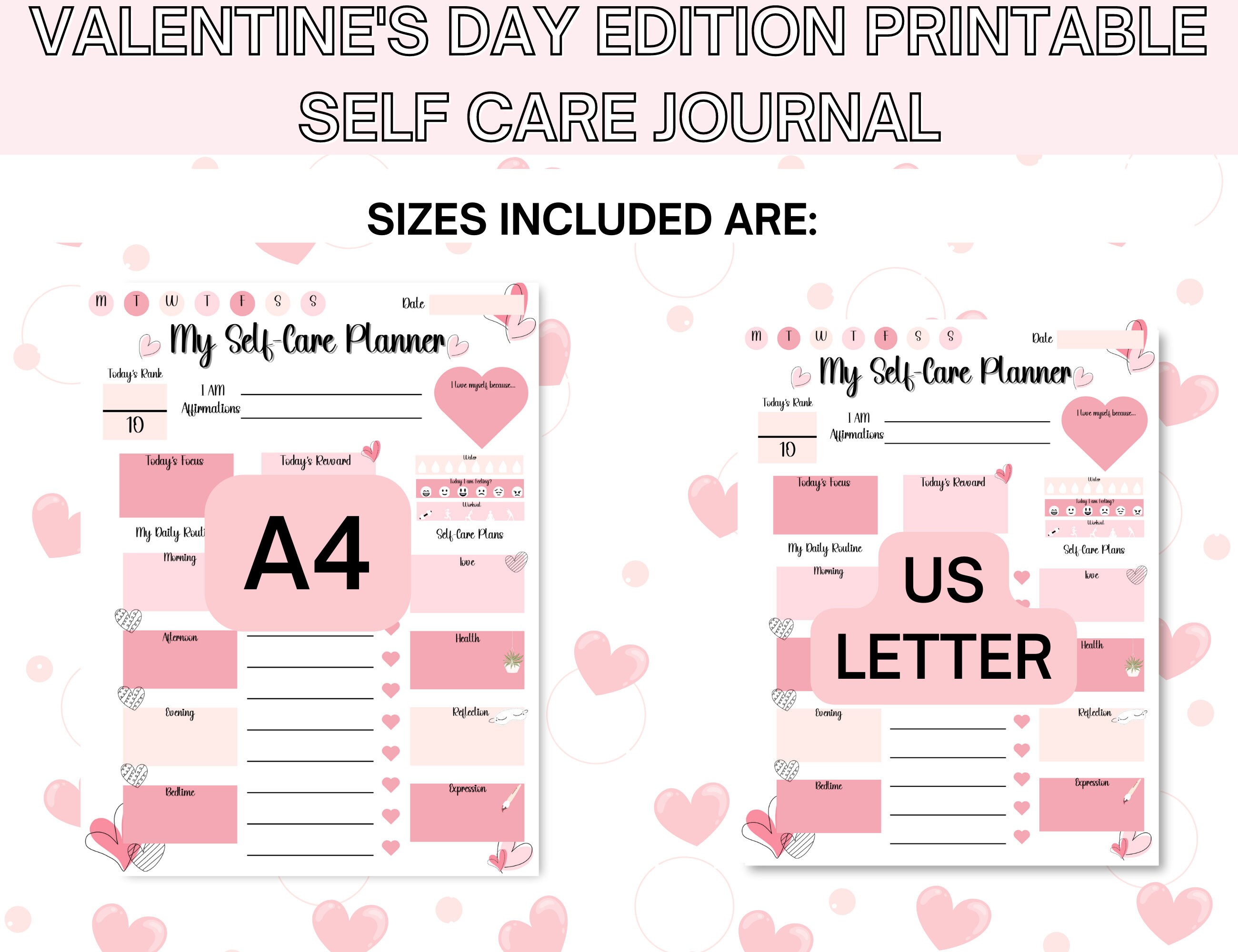 Self Care Planner Printable: Valentine's Day Self Love Journal ...