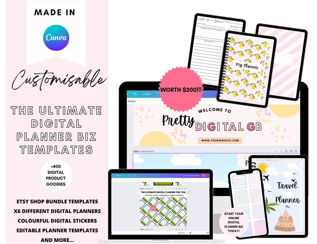 Etsy Digital Planner Shop Bundle, Includes Canva Templates, PLR ...