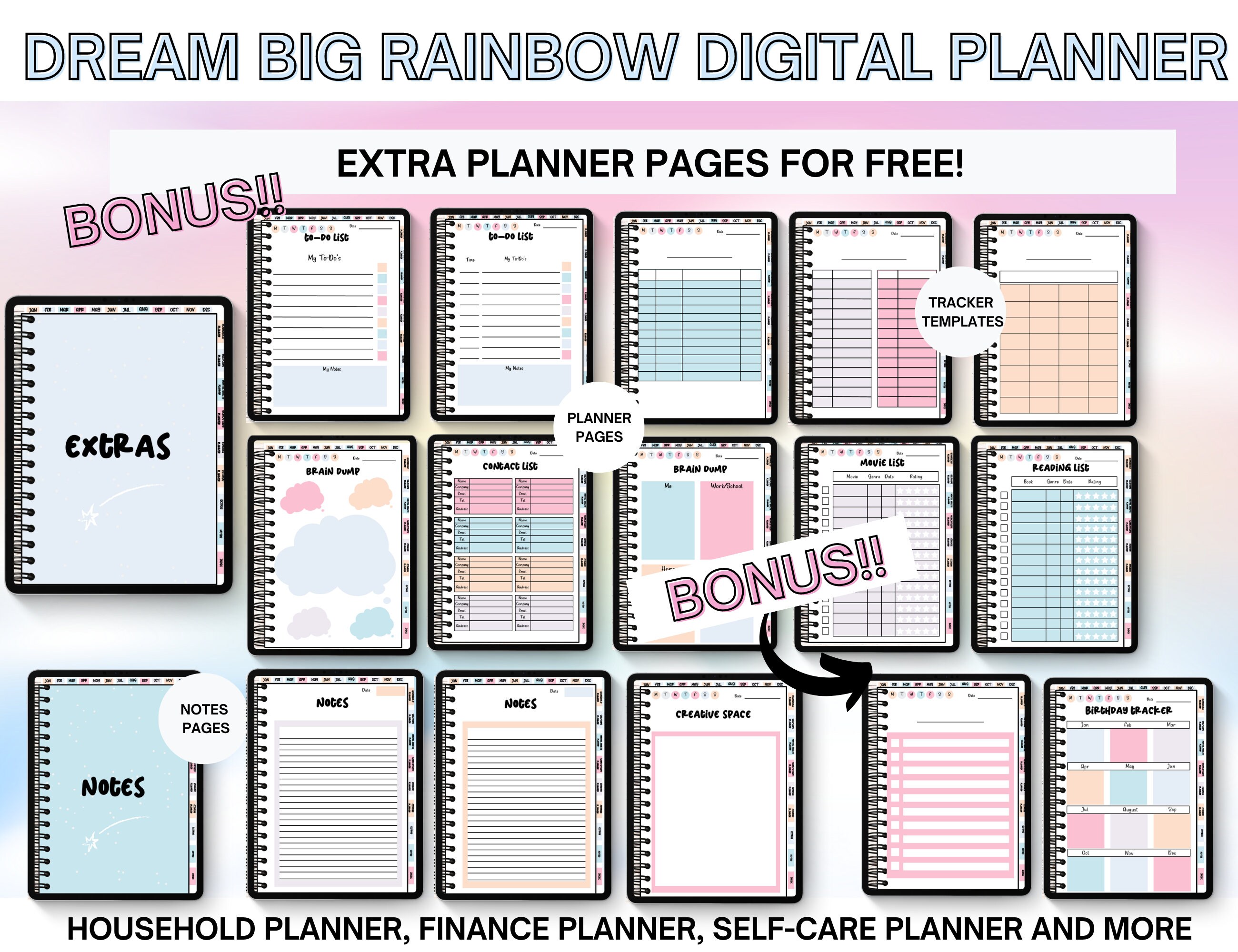 ADHD Digital Planner 2023, Dream Big Rainbow Digital Planner 2023, ADHD ...