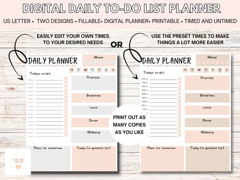 Pink Digital to Do List and Productivity Planner, Digital to Do List ...