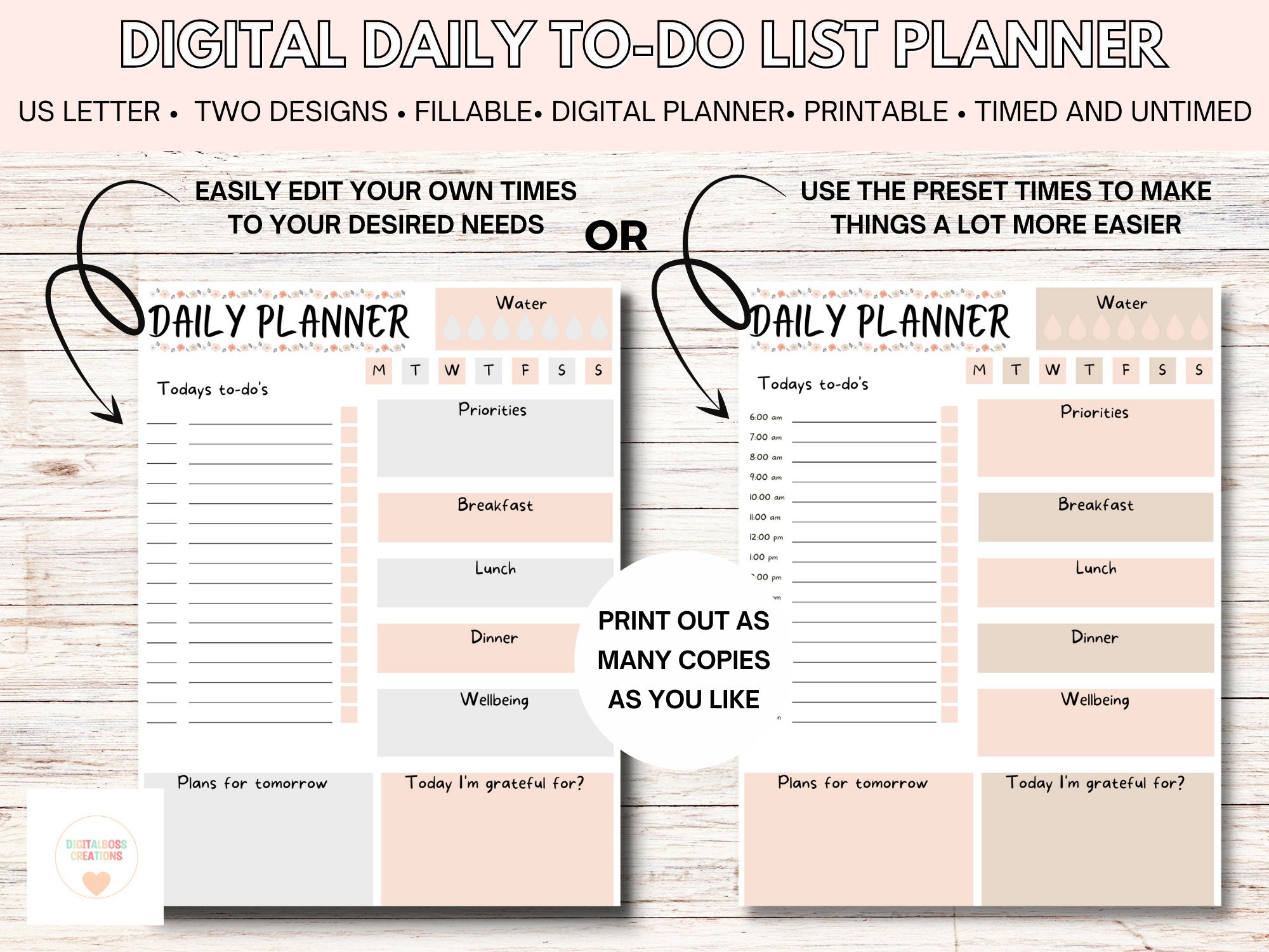 Pink Digital to Do List and Productivity Planner, Digital to Do List ...