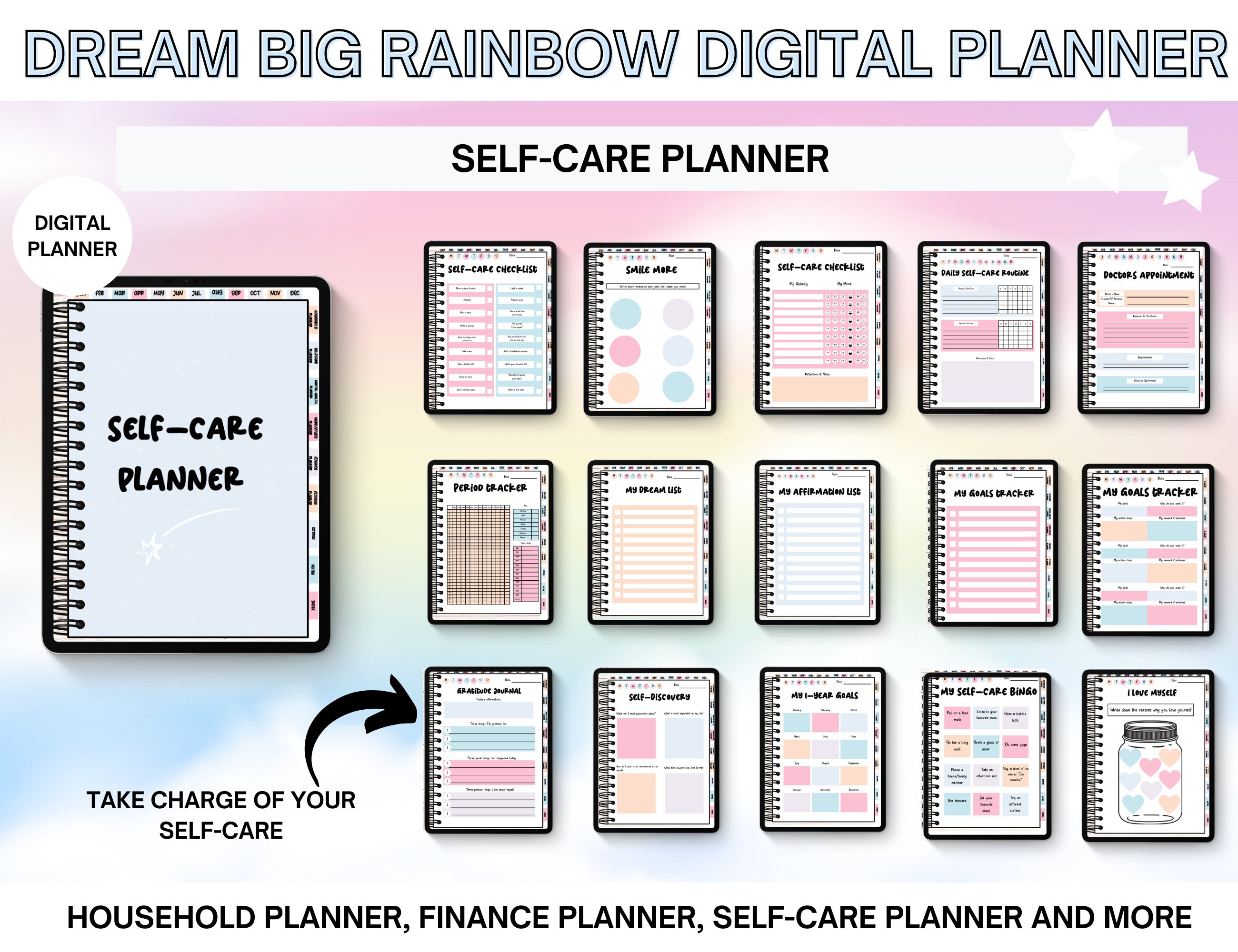 ADHD Digital Planner 2023, Dream Big Rainbow Digital Planner 2023, ADHD ...