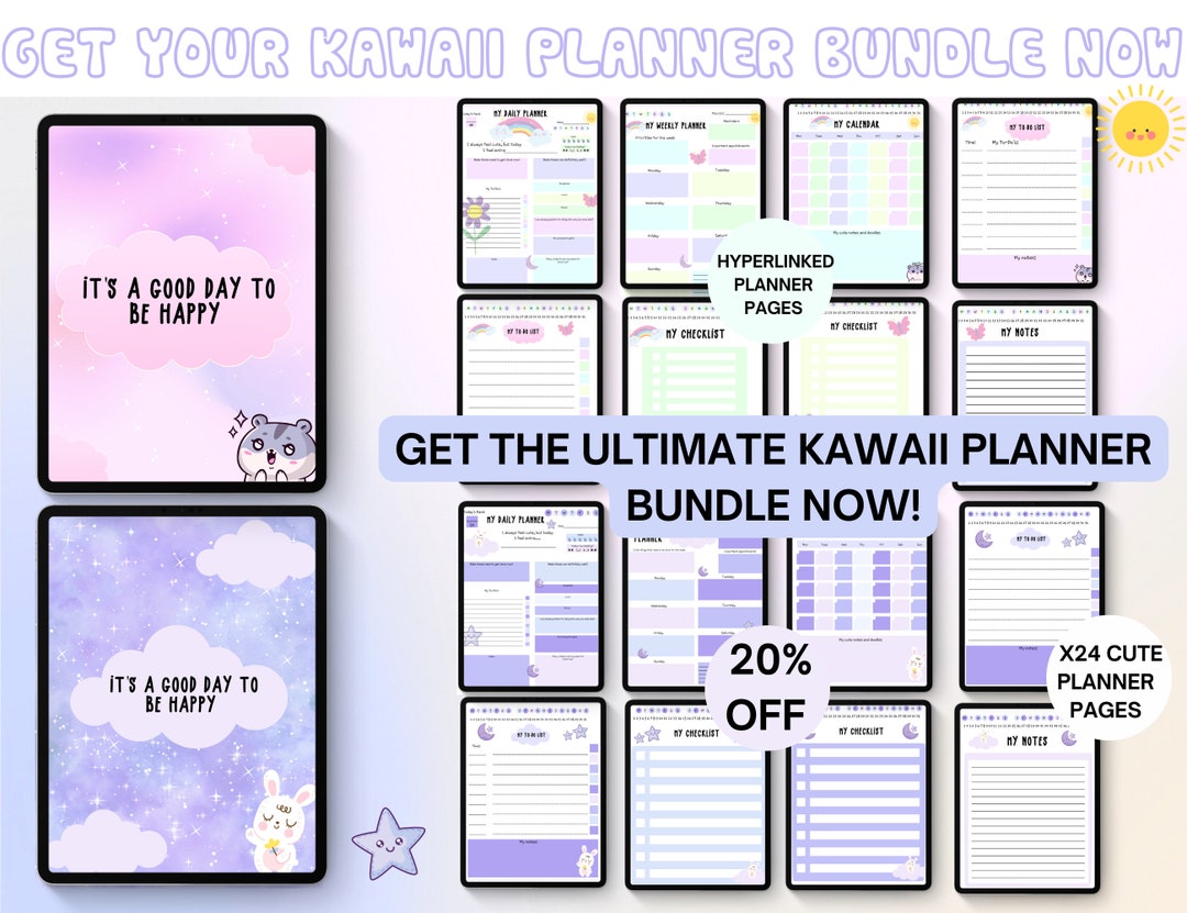 The Ultimate Kawaii Digital Planner Bundle, Kawaii Planner Printable ...
