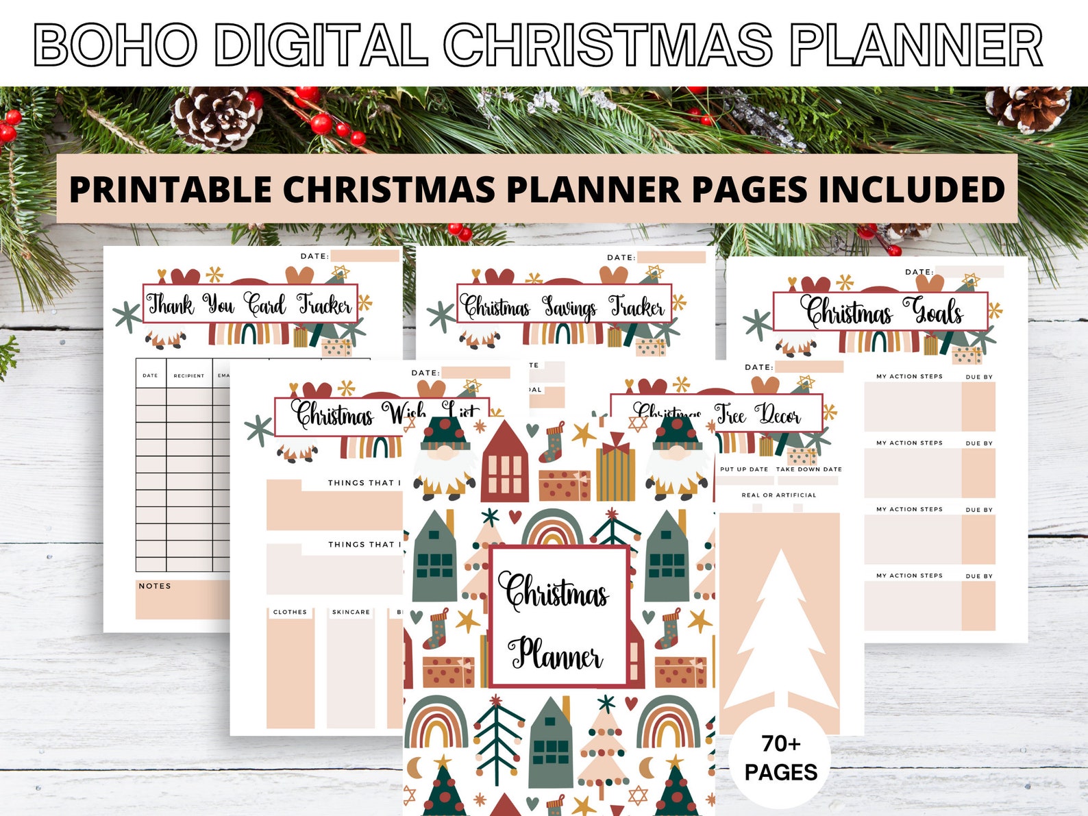 Boho Christmas Digital Planner 2022, Plan and Organize Your Holidays ...