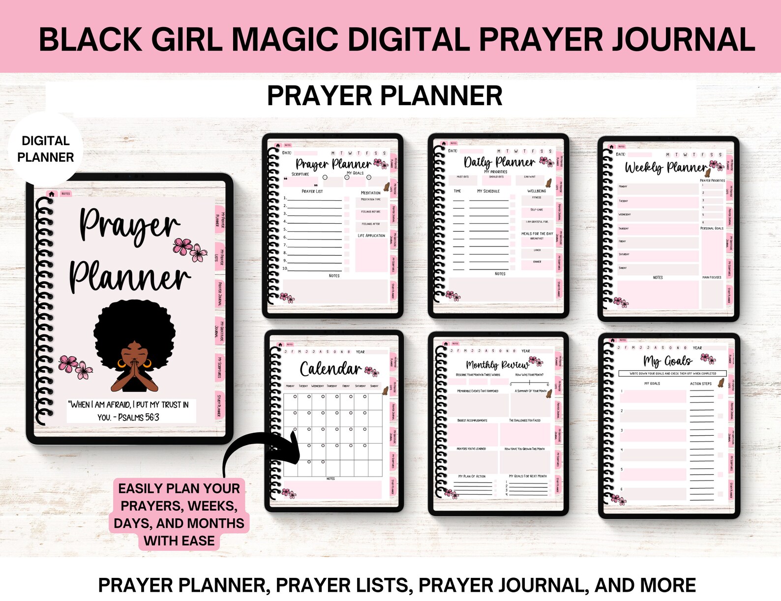 Digital Prayer Journal + Bible Study Guide, Faith Planner With Daily ...